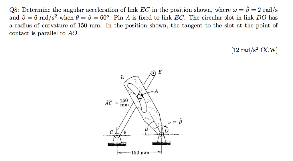 Solved Determine the angular acceleration of link EC in the | Chegg.com