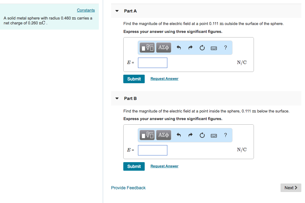 Solved Constants Part A A solid metal sphere with radius | Chegg.com