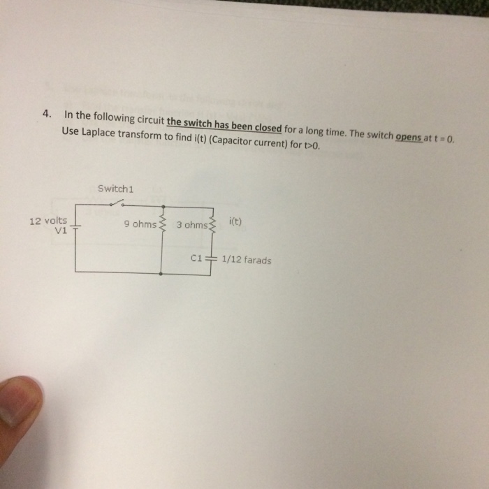 Solved In the following circuit the switch has been closed | Chegg.com