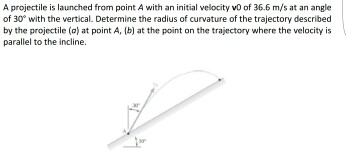 Solved A projectile is launched from point A with an initial | Chegg.com