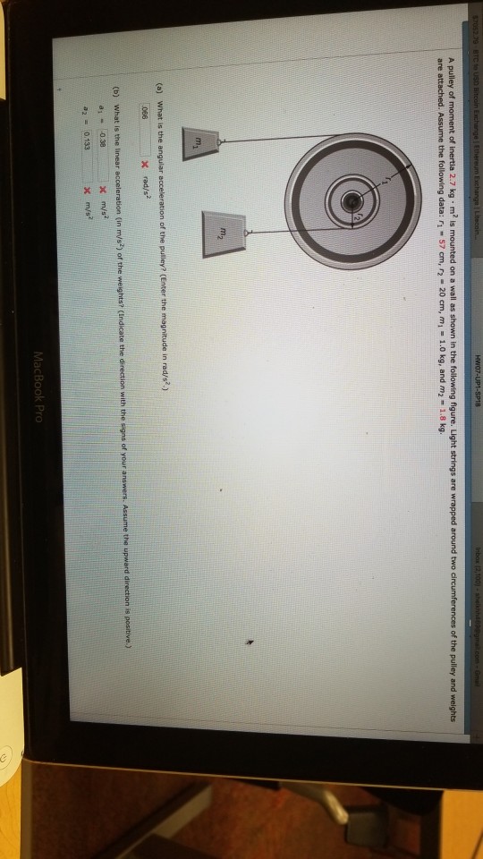 Solved A pulley of are attached. Assume the following data: | Chegg.com