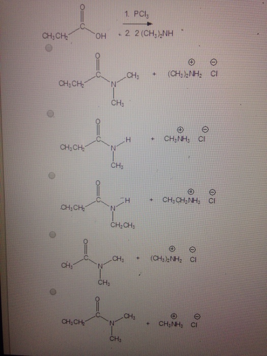 Solved 1. PCI . OH 2 2 (CH, NH 、2.2 (CH3)2NH 0H CHs +CH NHCI | Chegg.com