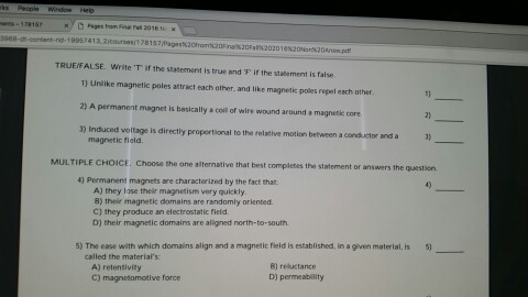 Solved TRUENALSE. Write "T" if the statement s true and F if | Chegg.com