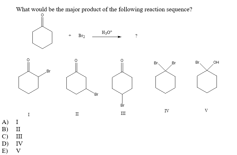 Solved What Would Be The Major Product Of The Following