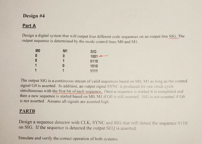 Solved Design #4 Part A Design a digital system that will | Chegg.com