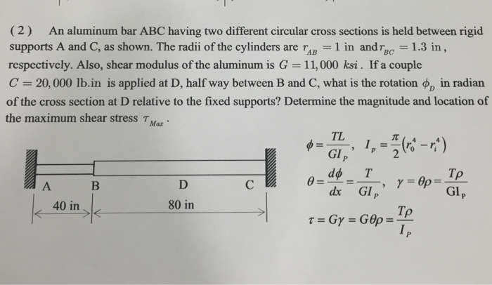 Solved An aluminum bar ABC having two different circular | Chegg.com