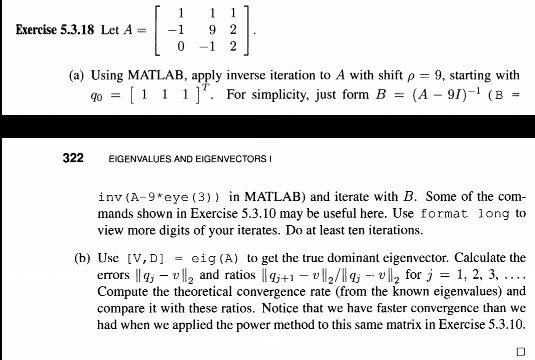 Exercise 5.3.18 Let A=1-1 9 0-12 (a) Using MATLAB, | Chegg.com