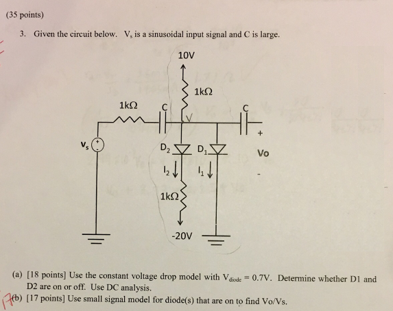 Solved Given the circuit below. V4 is a sinusoidal input | Chegg.com