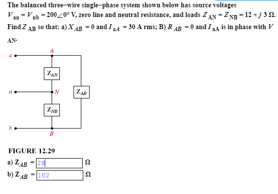 Solved The balanced three-wire single-phase system shown | Chegg.com