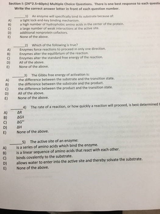 Solved An enzyme will specifically bind its substrate | Chegg.com