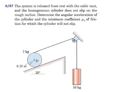 Solved The system is released from rest with the cable taut, | Chegg.com