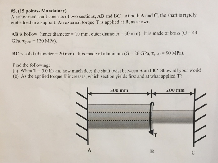 Solved A cylindrical shaft consists of two sections. AB and | Chegg.com