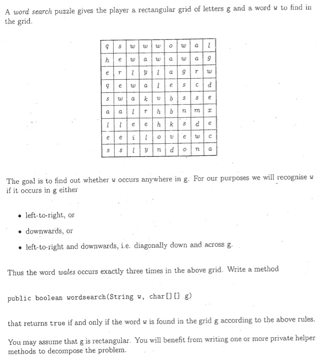 Solved A word search puzzle gives the player a rectangular | Chegg.com