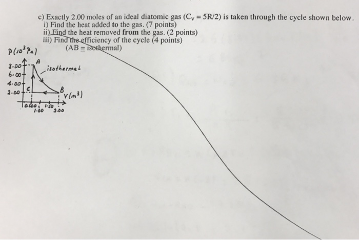 Solved Exactly 2.00 moles of an ideal diatomic gas (C_v = | Chegg.com