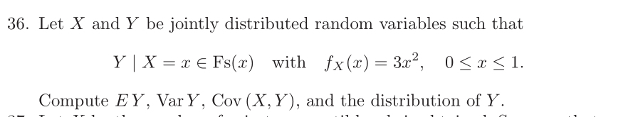 Solved 36. Let X and Y be jointly distributed random | Chegg.com