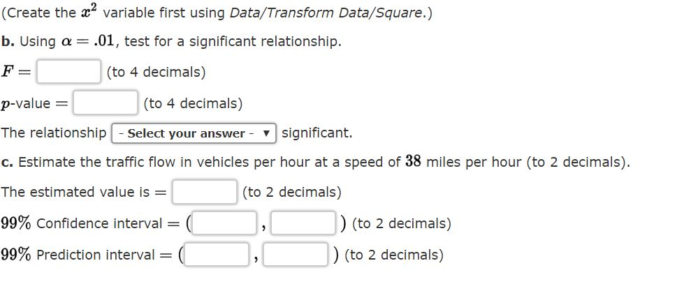 Solved A highway department is studying the relationship | Chegg.com