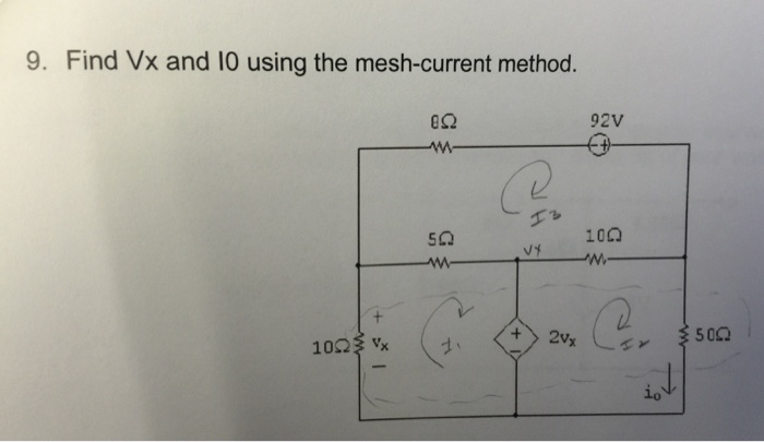 Solved Find V_x and 10 using the mesh- current method. | Chegg.com