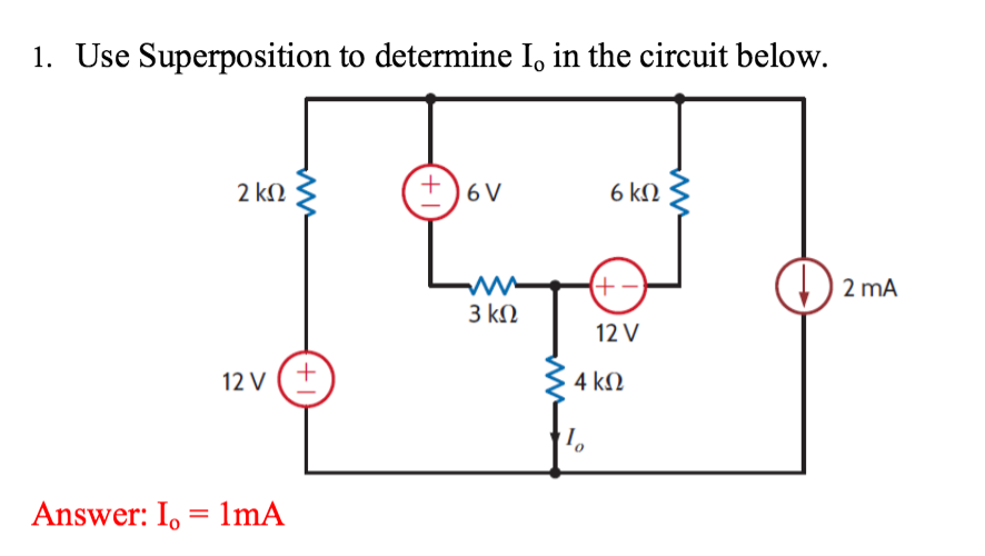 Solved Use Superposition to determine I_0 in the circuit | Chegg.com