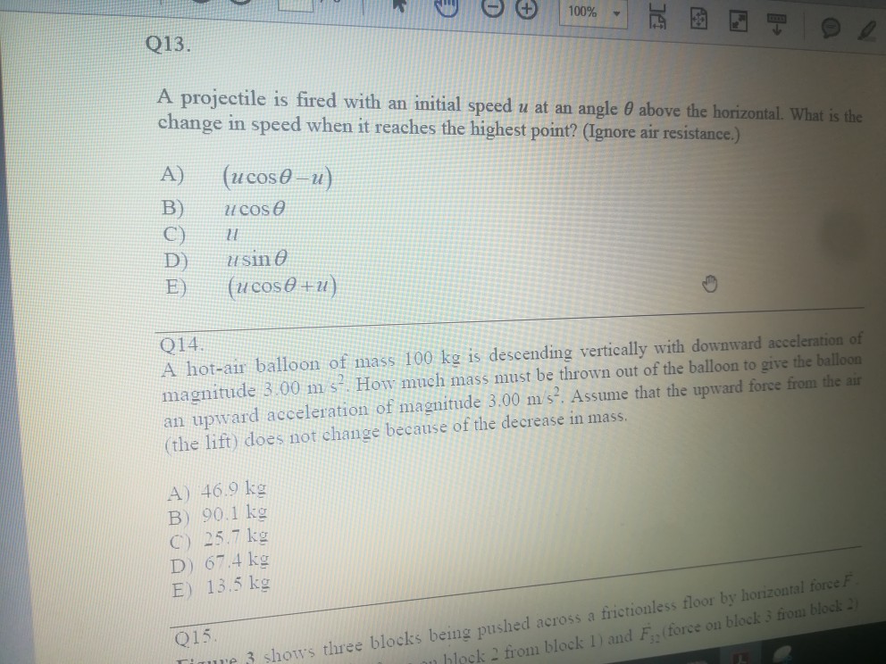 Solved Q13. A projectile is fired with an initial speed u at | Chegg.com
