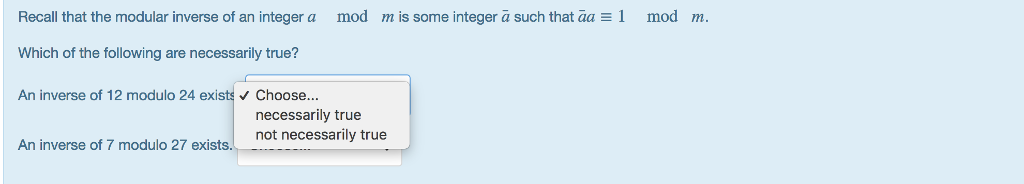 Solved Mod 1 Mod Recall That The Modular Inverse Of An 