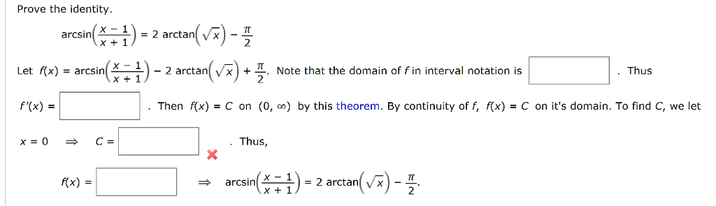 Solved Prove the identity. arcsin( )-2 arctan(v5)-플 X-1 x+ 1 | Chegg.com