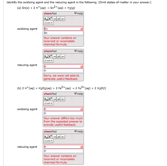 Solved Identify the oxidizing agent and the reducing agent | Chegg.com