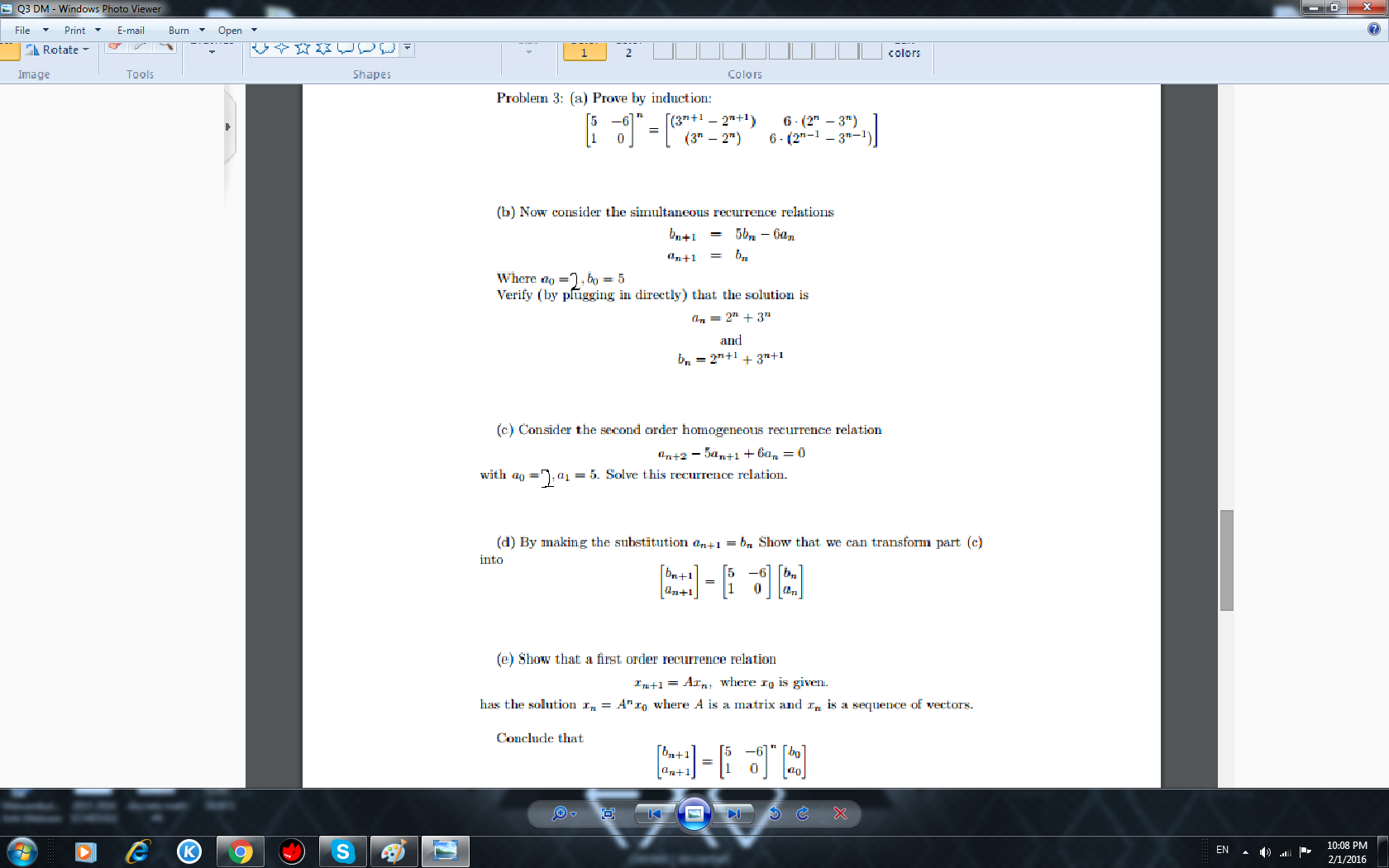 Solved Prove by induction: Now consider the simultaneous | Chegg.com