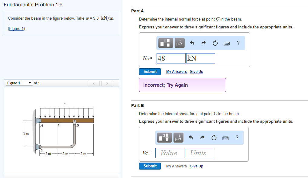 Solved Fundamental Problem 1.6 Part A Consider the beam in | Chegg.com
