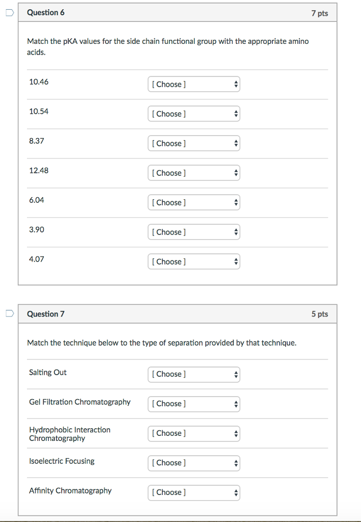 Solved Match the pKA values for the side chain functional | Chegg.com
