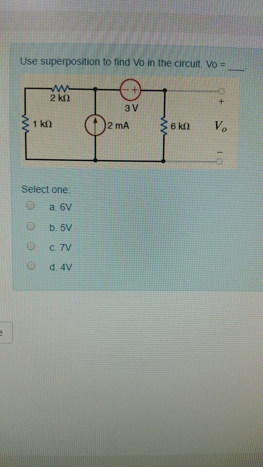 Solved Use superposition to find Vo in the circuit Vo 2 k2 3 | Chegg.com