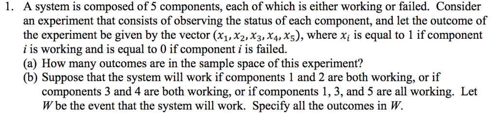 Solved A system is composed of 5 components, each of which | Chegg.com