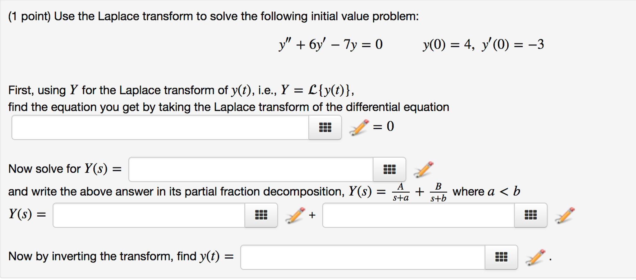 Solved Use the Laplace transform to solve the following | Chegg.com