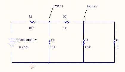 Solved Calculate the theoretical voltage at each node of the | Chegg.com