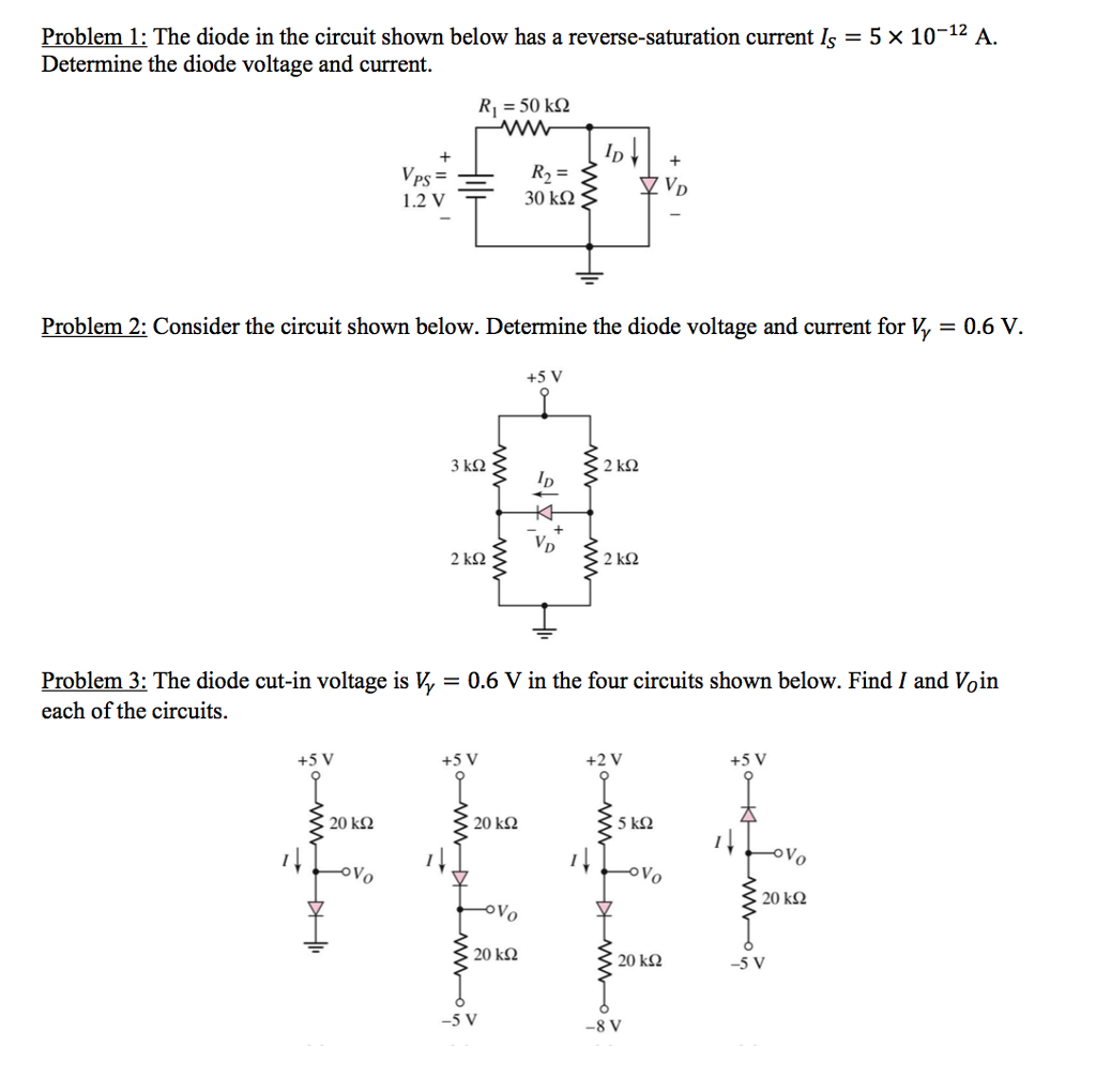 Solved Problem 1: The diode in the circuit shown below has a | Chegg.com