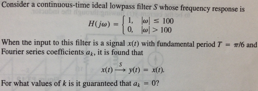 Consider A Continuous Time Ideal Lowpass Filter S