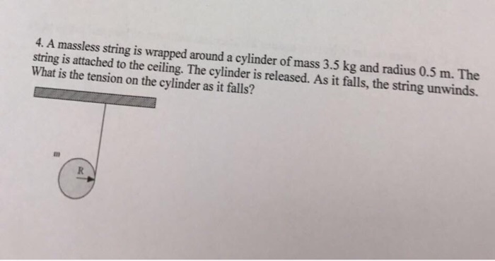 A massless string is wrapped around a cylinder of | Chegg.com