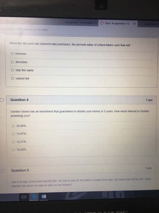 Solved When the discount rate (interest rate) increases the | Chegg.com