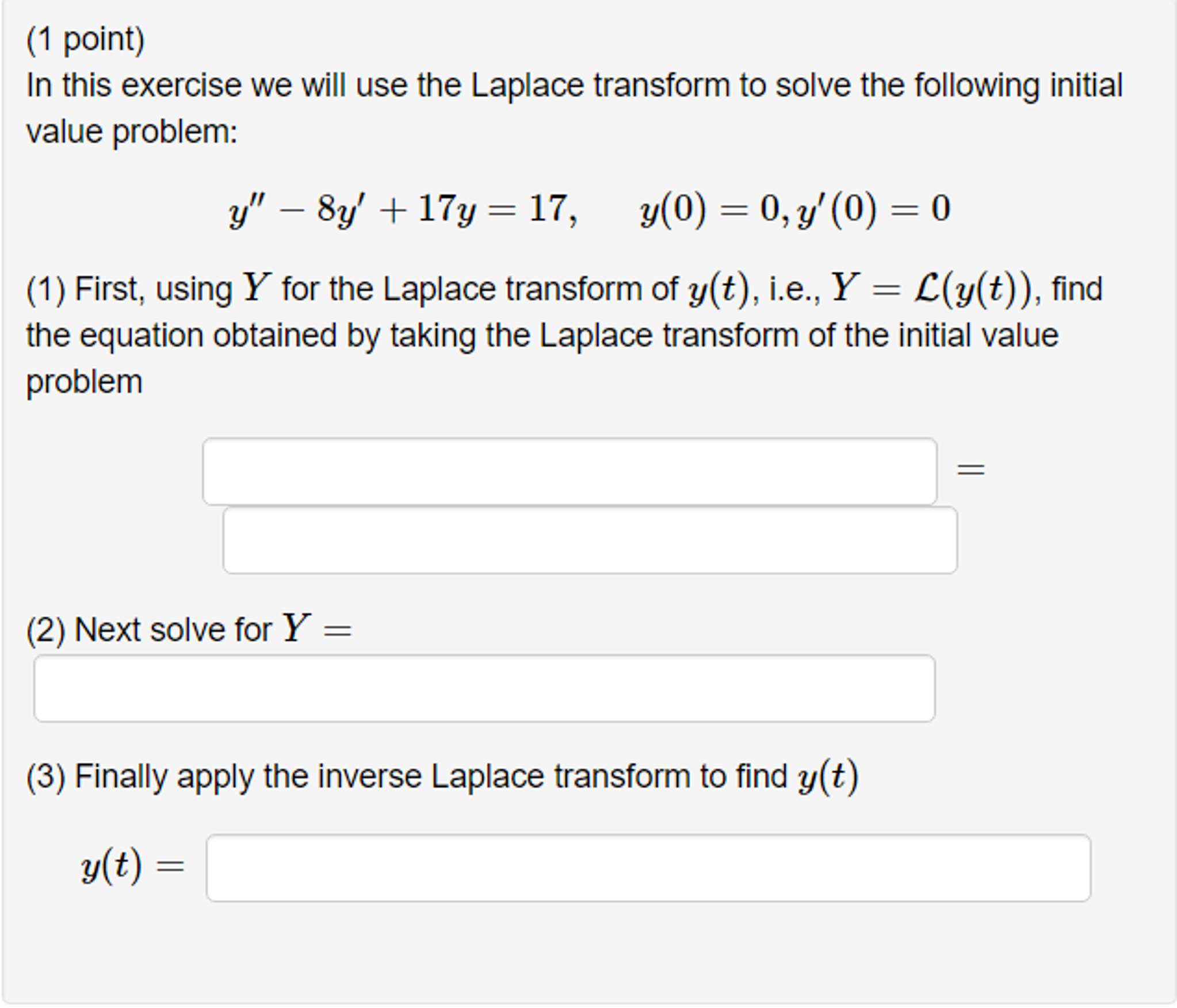 Solved In this exercise we will use the Laplace transform to | Chegg.com