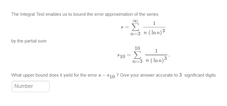 Solved The Integral Test enables us to bound the error | Chegg.com