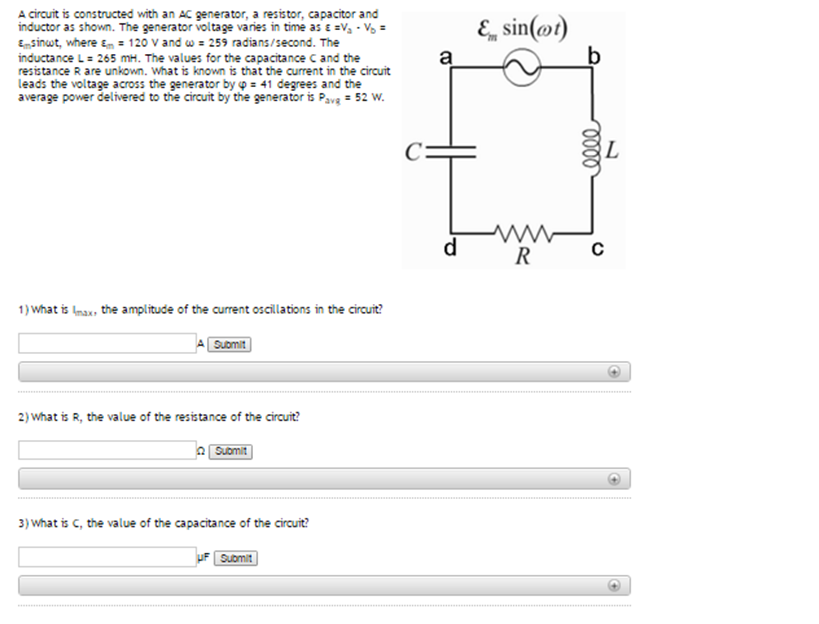 Solved A circuit is constructed with an AC generator, a | Chegg.com