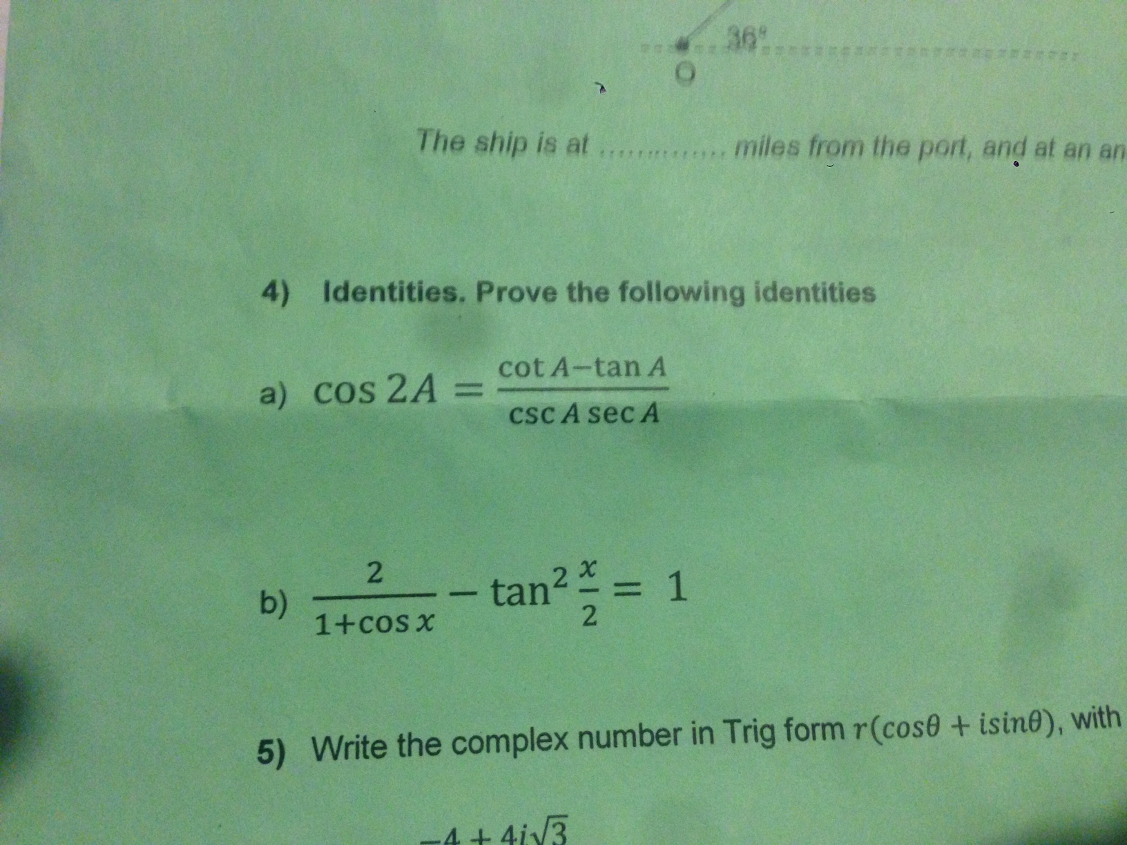 Solved Identities. Prove the following identities cos2A = | Chegg.com