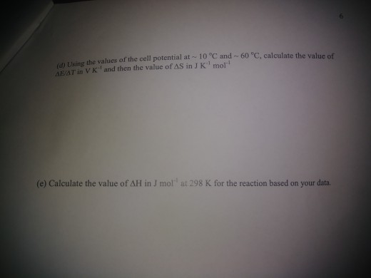 Solved Name Data Measured Cell Potentials (in volts) | Chegg.com