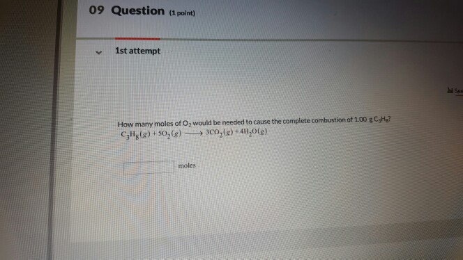 Solved 09 Question (1 point) v 1st attempt How many moles of | Chegg.com Solved 09 Question (1 point) v 1st attempt How many moles of | Chegg.com