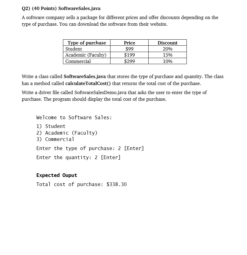 Solved A software company sells a package for different | Chegg.com