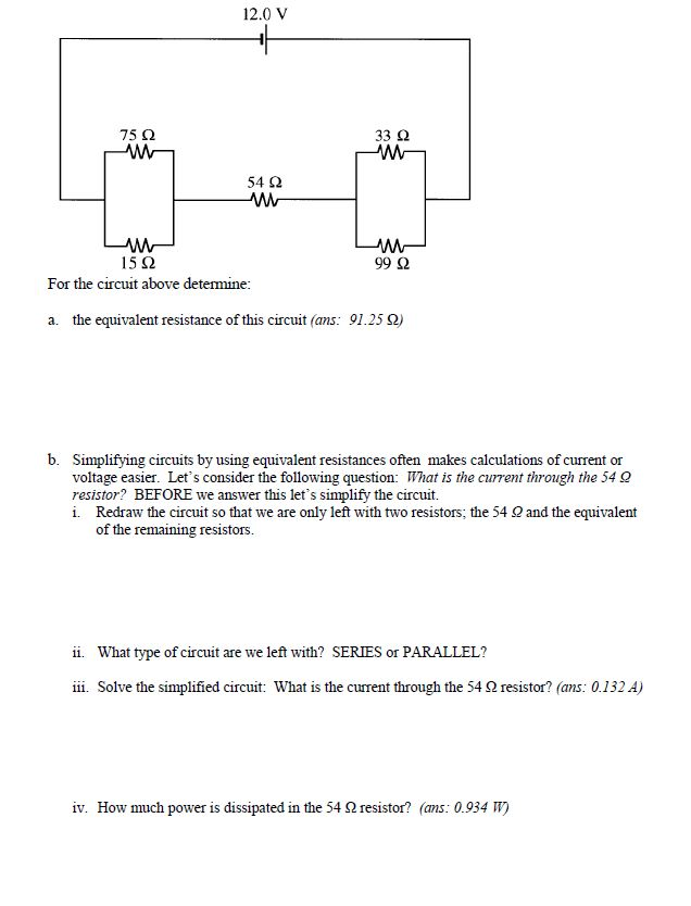Solved For The Circuit Above Determine A The Equivalent 