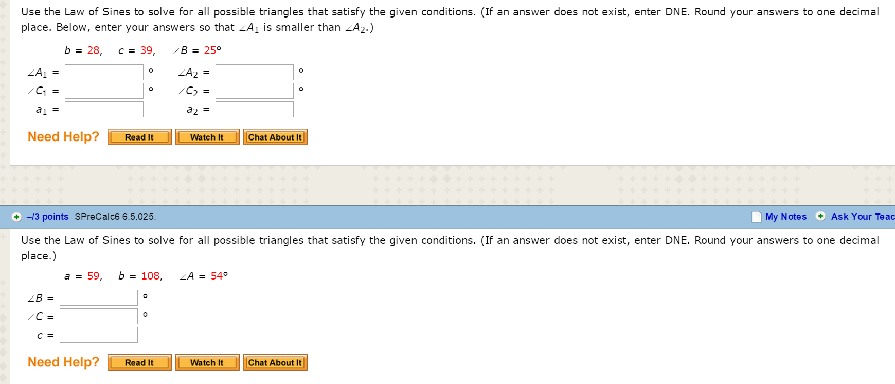 Solved For the triangle shown, find the following. (Assume u | Chegg.com