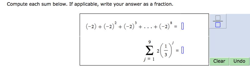 Solved Compute each sum below. If applicable, write your | Chegg.com