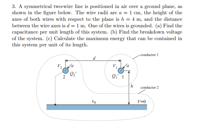 Solved . A symmetrical two-wire line is positioned in air | Chegg.com