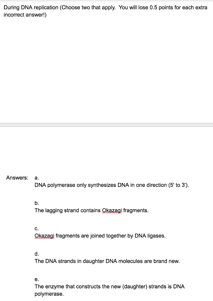 Solved During DNA replication (Choose two that apply. You | Chegg.com