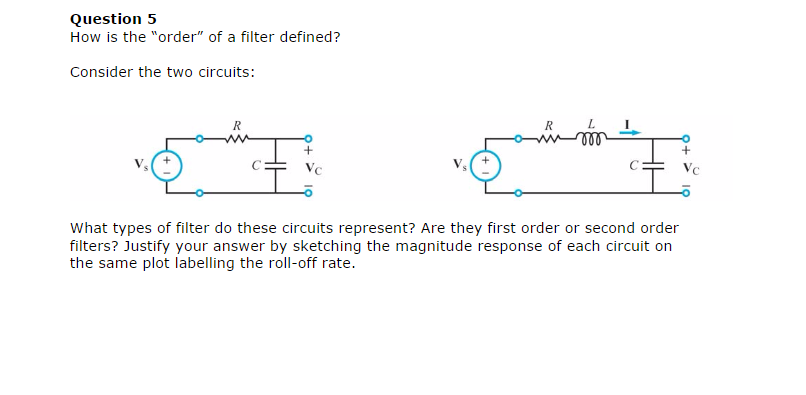 Solved How is the "order" of a filter defined? Consider the | Chegg.com